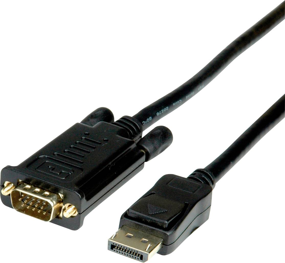 Roline DisplayPort / VGA adapterski kabel DisplayPort vtič\, VGA 15-polni vtič 3.00 m črna 11.04 ...