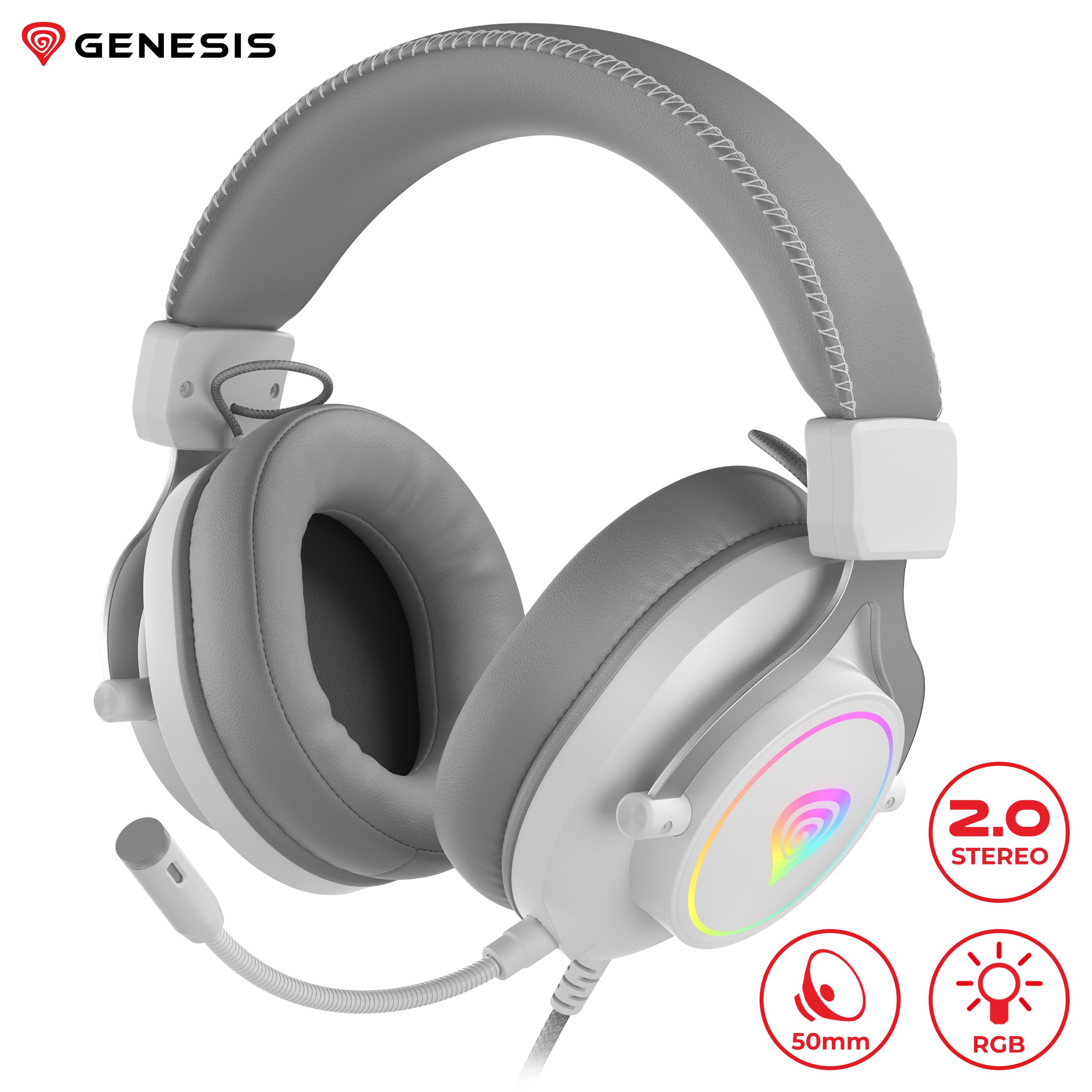 GENESIS NEON 750 STEREO 2.0, RGB LED osvetlitev, pleten USB kabel ...