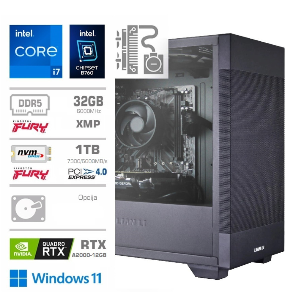 Računalnik MEGA MT S7X WORKSTATION i7-13700KF/RTX A2000-12GB/32GB-DDR5 ...