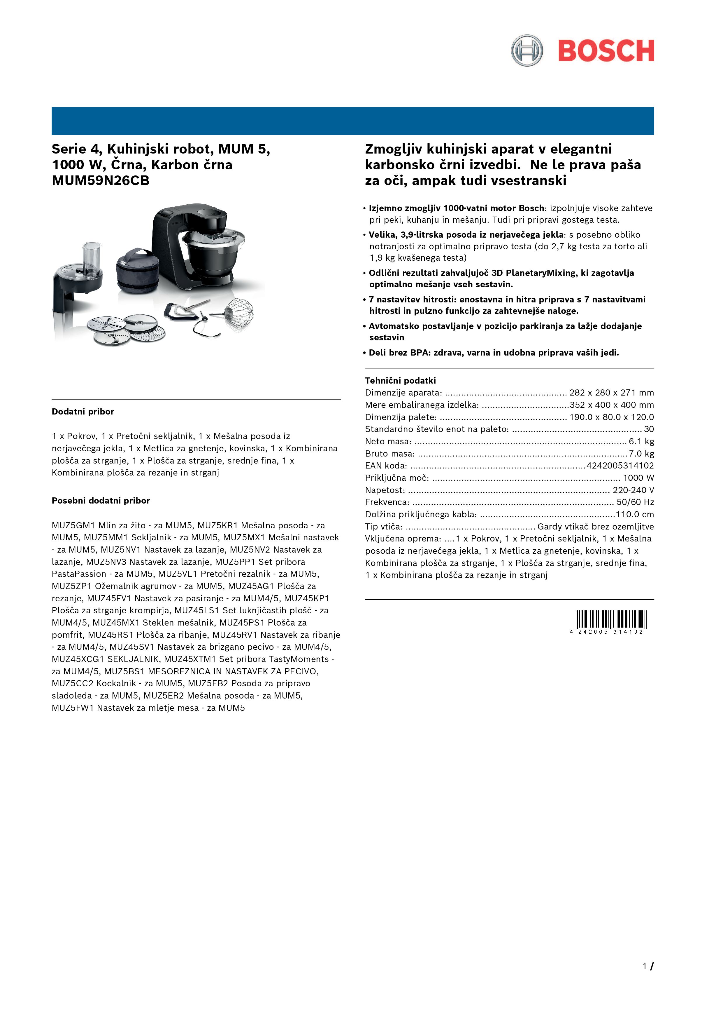 BOSCH MUM59N26CB kuhinjski robot