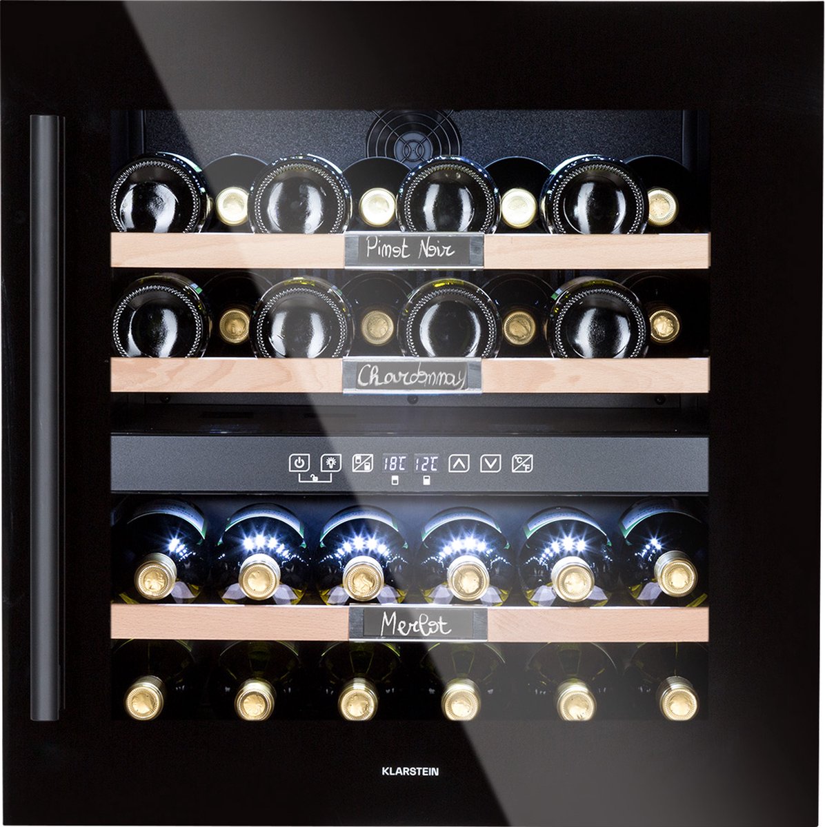 Klarstein Vinsider 36 Onyx Edition, vinska omara, 2 hladilni coni, 5-22 ...