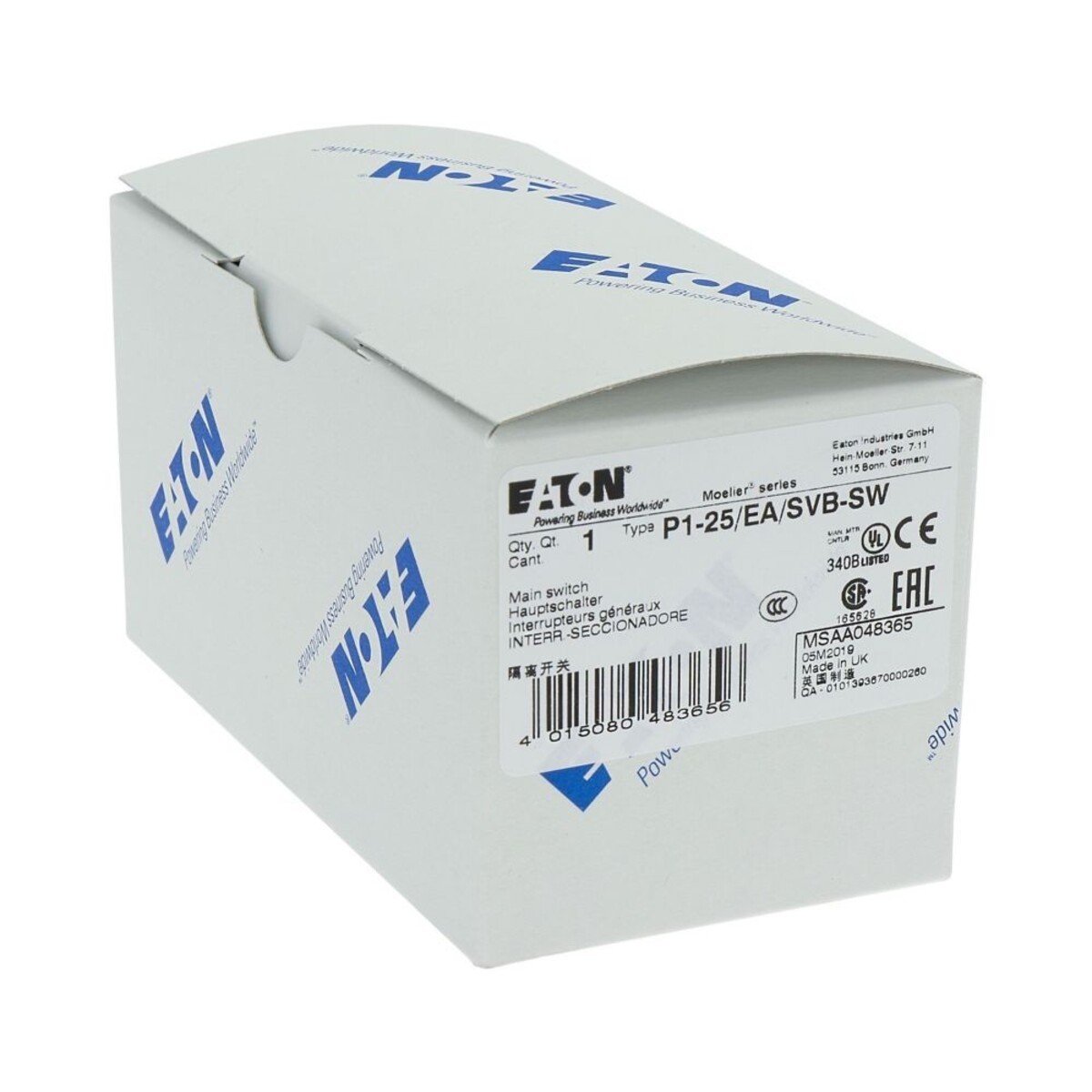 Eaton (Moeller) Glavno stikalo vgrajeno/sw P1-25/EA/SVB-SW