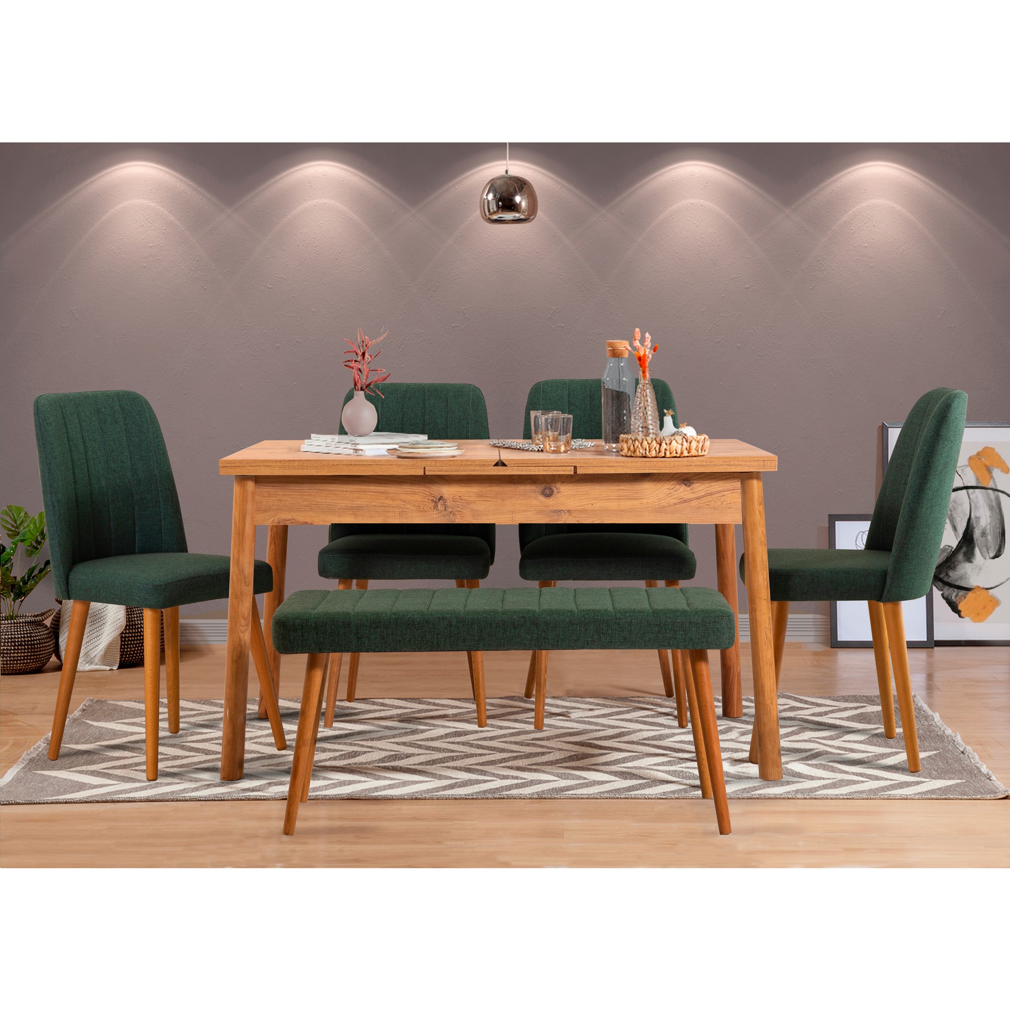 HANAH HOME Santiago Atlantic Green jedilniška garnitura
