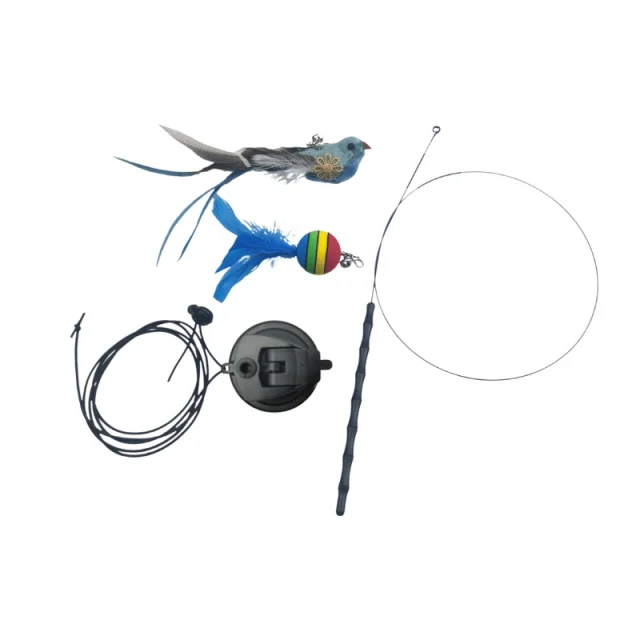 Set interaktivnih igrač Cat, ročna palica za draženje perja Blue