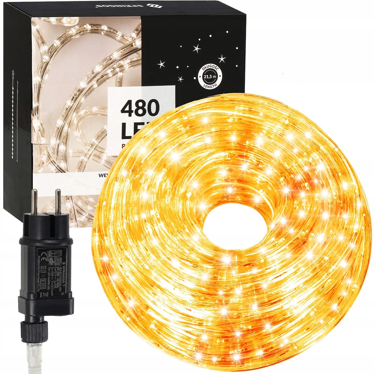 CEV ZA ZUNANJE LUČ 480 LED SVETILKE TOPLO BELA 20M SVETEČI TRAK IP44