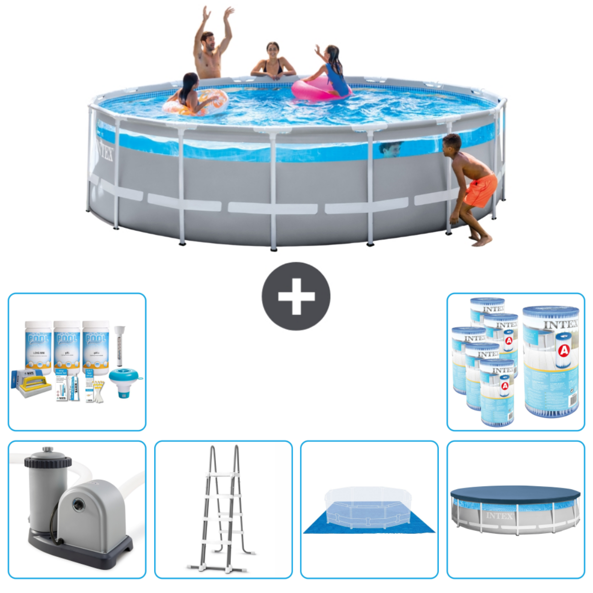 INTEX okrogel Nadzemni bazen - 488x122 cm + Dodatki CB41